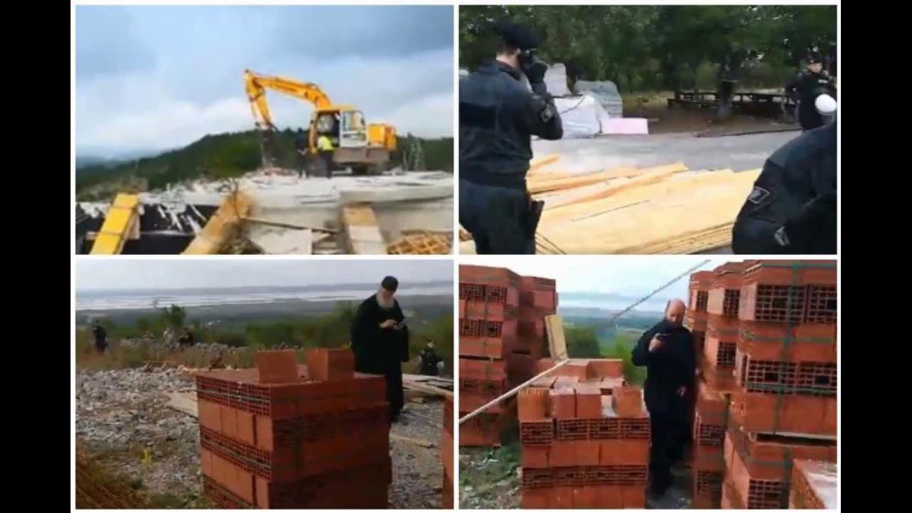 MILO RUŠI KONAK MANASTIRA SV.VASILIJA OSTROŠKOG! Policija čuva bagere ...