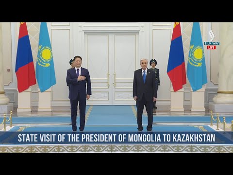 Mongolian and Kazakh National Anthem | Khurelsukh's Welcoming Ceremony 