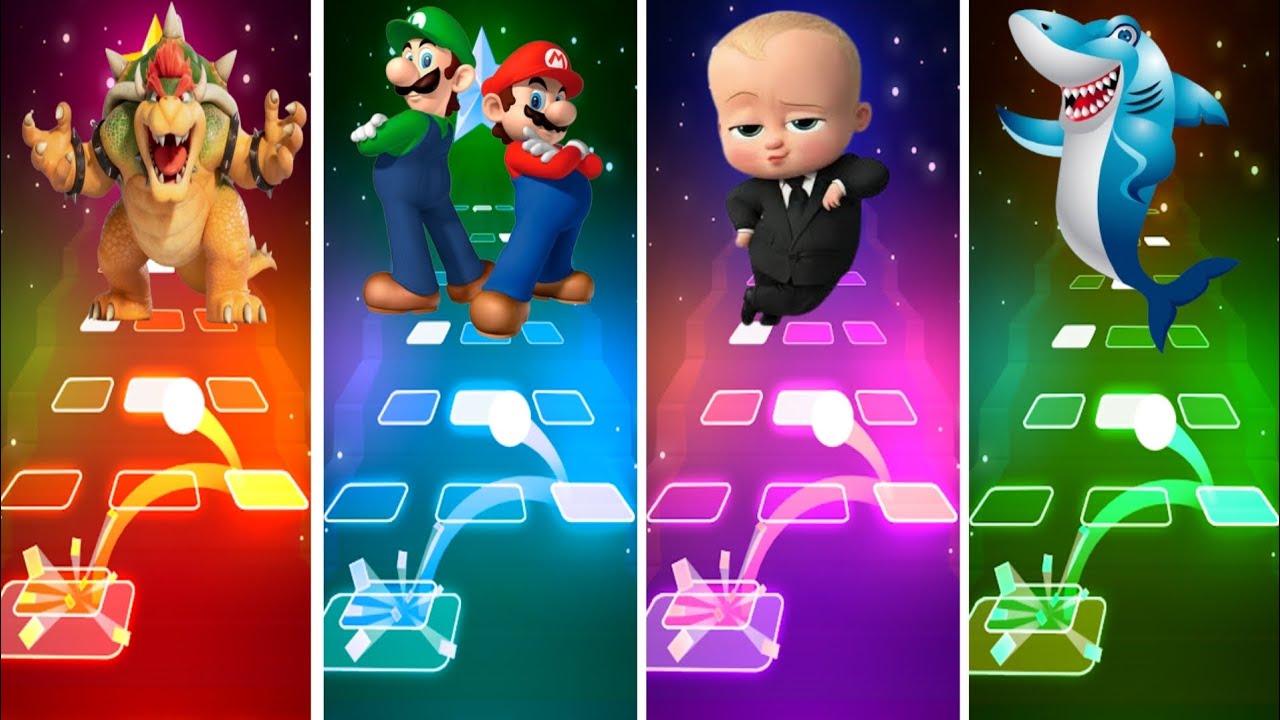 Bowser 🆚 Super Mario 🆚 Boss Baby 2 🆚 Baby Shark-Tiles Hop edm rus ...