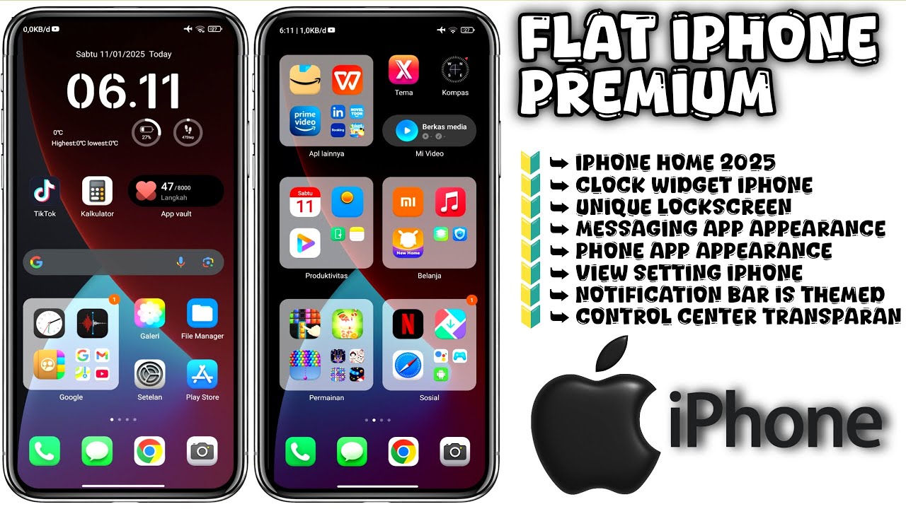 Tema iPhone Keren!! Flat iPhone MIUI Theme iPhone icons and wallpapers ...
