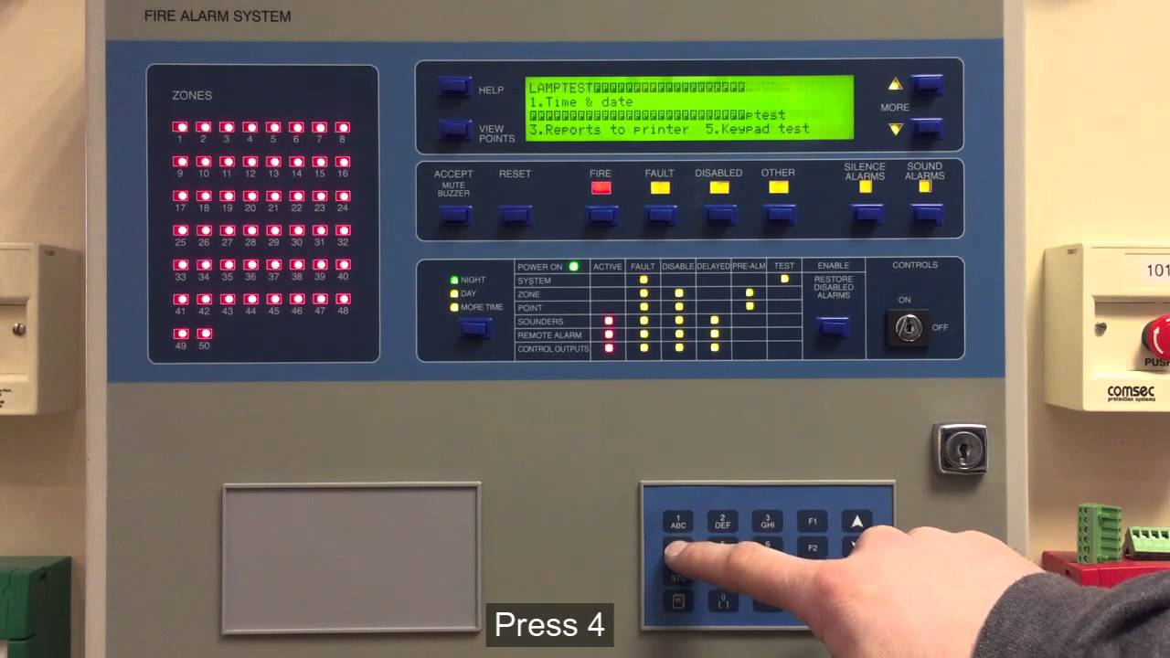 Ziton ZP3 Fire Alarm Control Panel. How to perform a lamp test. - YouTube