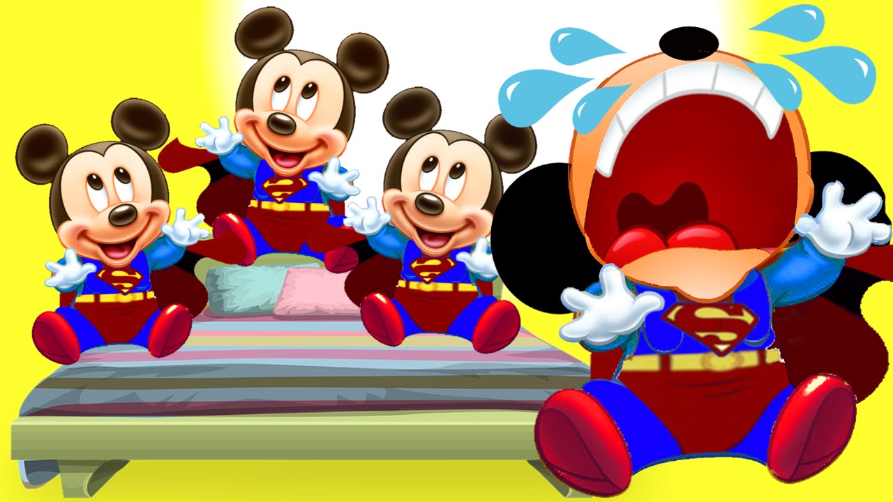 5 Little Baby Mickey Superman Five Little Monkeys Nursery Rhymes for ...