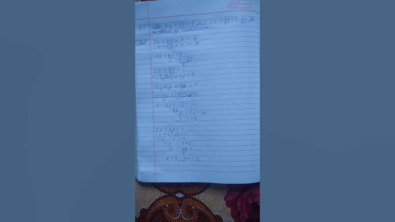 solve-5x-8y-9-and-2x-3y-4-by-the-method-of-substitution-youtube