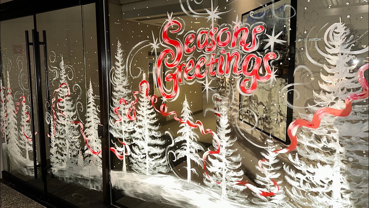 Laura - Christmas window painting mural live! - YouTube