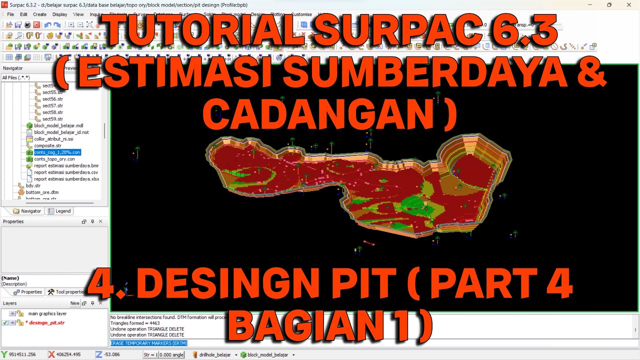 TUTORIAL ESTIMASI SUMBERDAYA MENGGUNAKAN SURPAC PART 4 ( PIT DESINGN ) #videotutorial #education ...