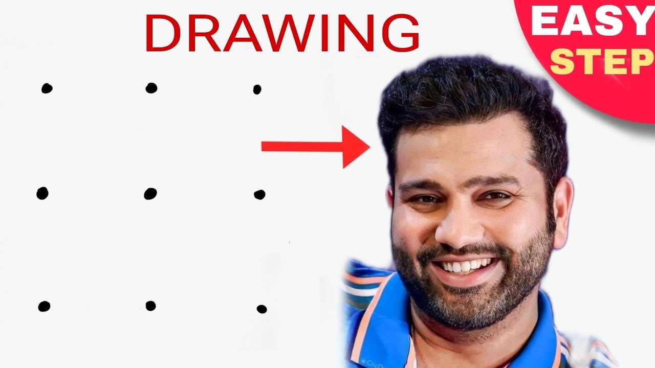 3x3 dots turns into Rohit sharma drawing || Rohit sharma outline ...