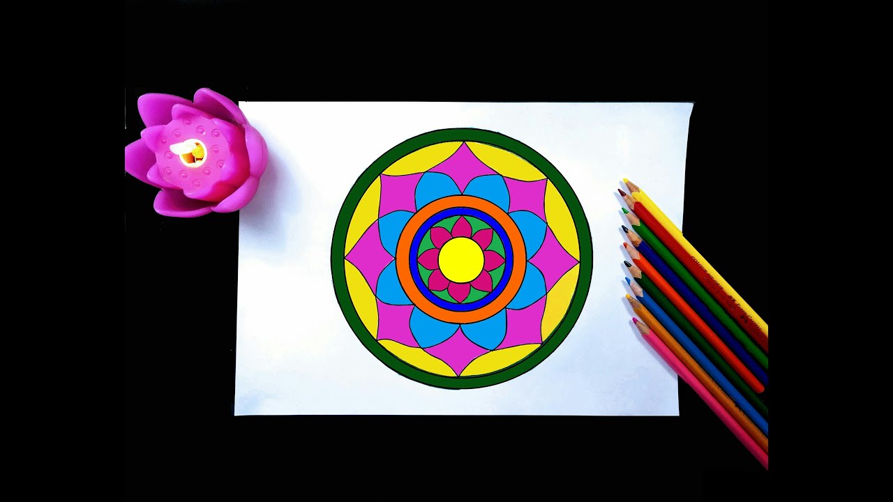 Easy ONAM Pookalam Design || Simple Mandala Art || Step by Step ...