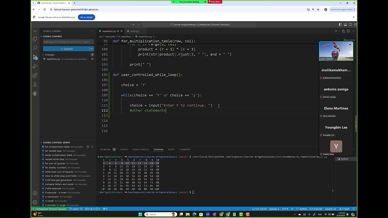 091924 COSC 1336 Python user controlled while loop - YouTube