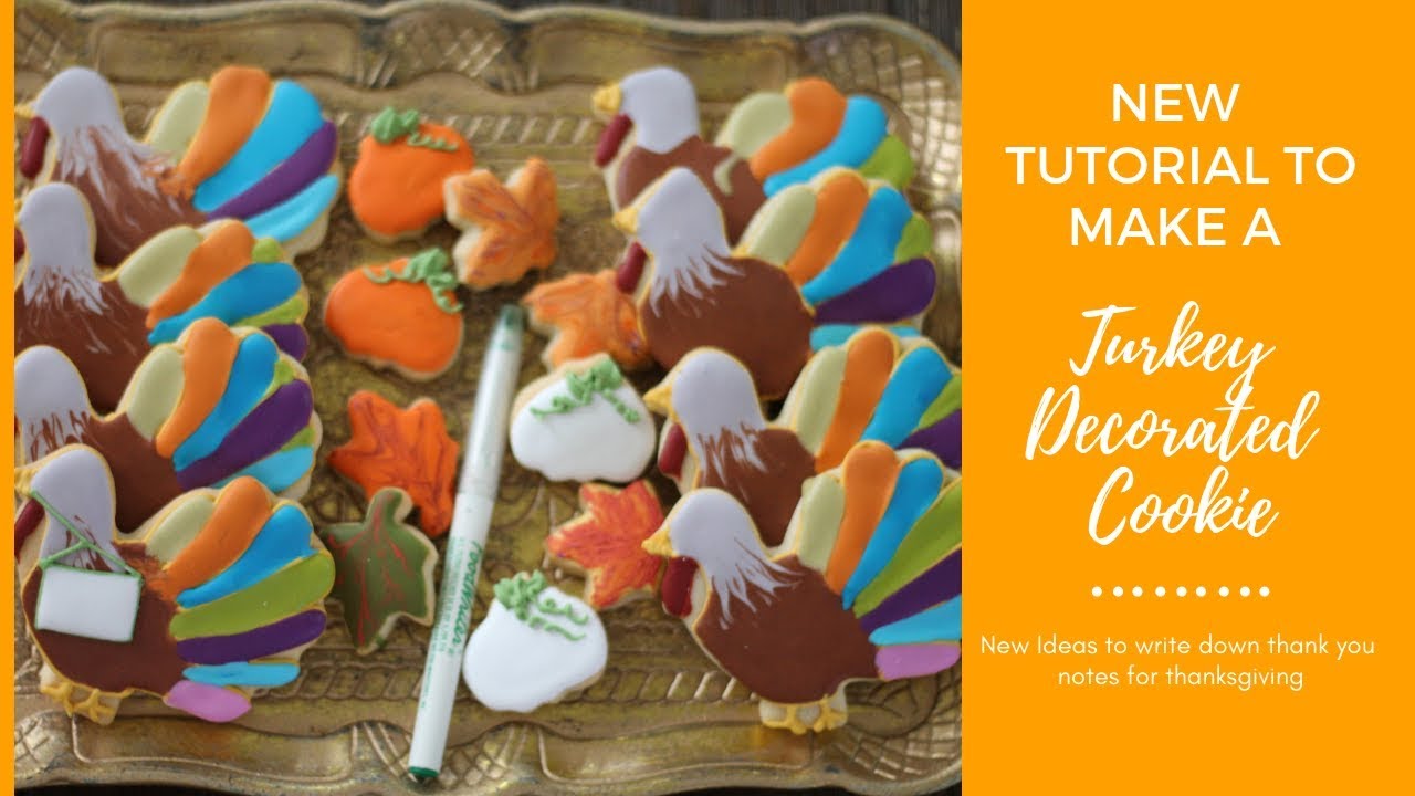 New tutorial to make a turkey decorated cookie - YouTube