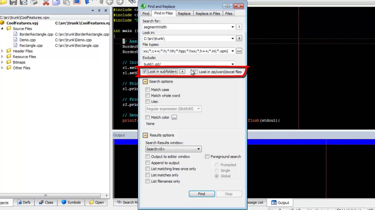 SlickEdit - How to Use the Multi-File Find Tool Window - YouTube
