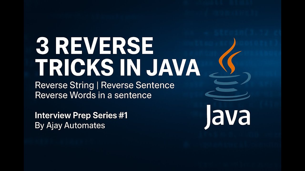 Java Interview Prep #1 – Reverse String, Words & Sentence | Core Java Coding Question - YouTube