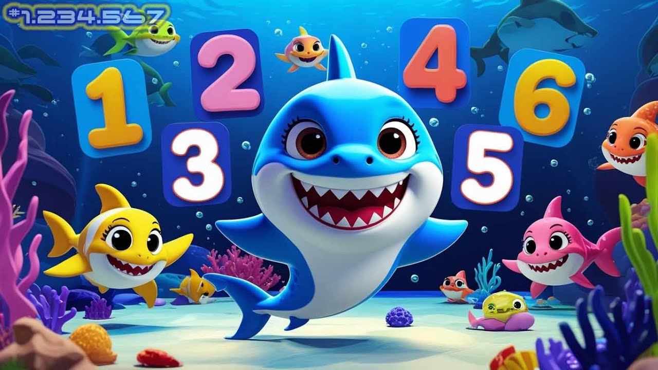 Baby Shark Learns to Count from 1 to 10 | Numbers Song | Nursery Rhymes ...