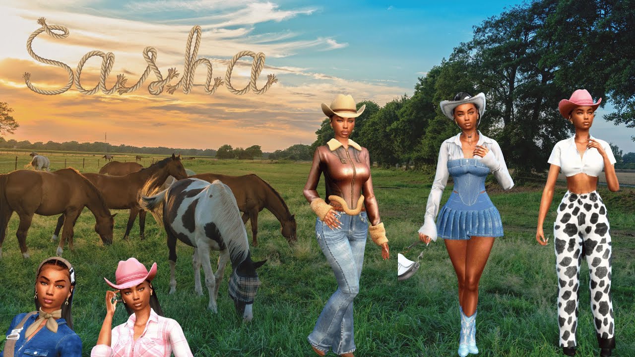 Glam Cowgirl | Sims 4 CAS Horse Ranch | Sasha Laird + CC Folder & Sim ...