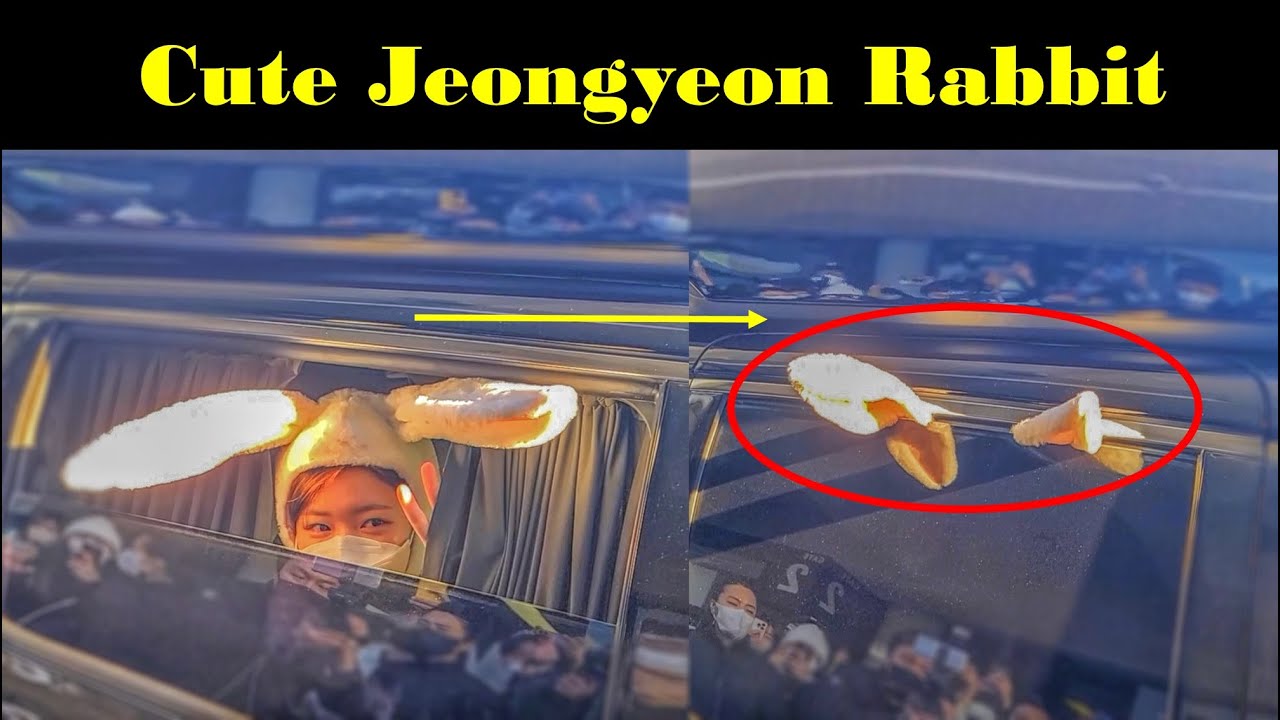 Cute Jeongyeon(Twice) Rabbit | Rabbit Hat in the Car Window - YouTube