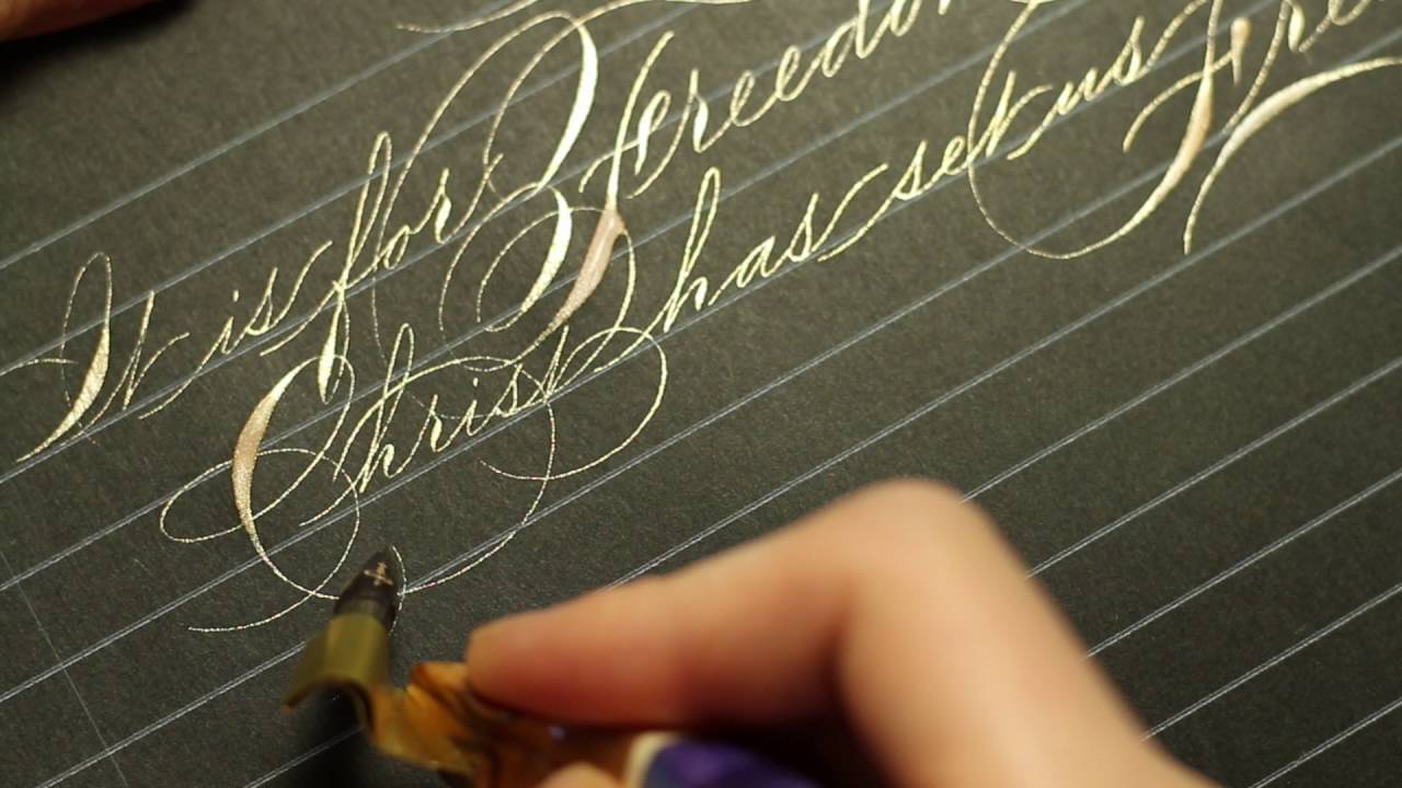 Writing Galatians 5:1 in Ornamental Penmanship by Master Penman Connie ...