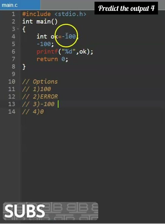 C Programming - Predict the output 4 #shorts #short #c #coding #tamil #it #interview #job - YouTube