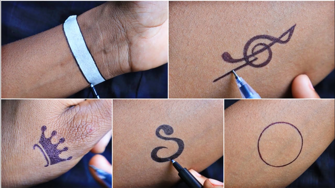 making a simple band tattoo // p with music simbol // S // R ️ // om ...