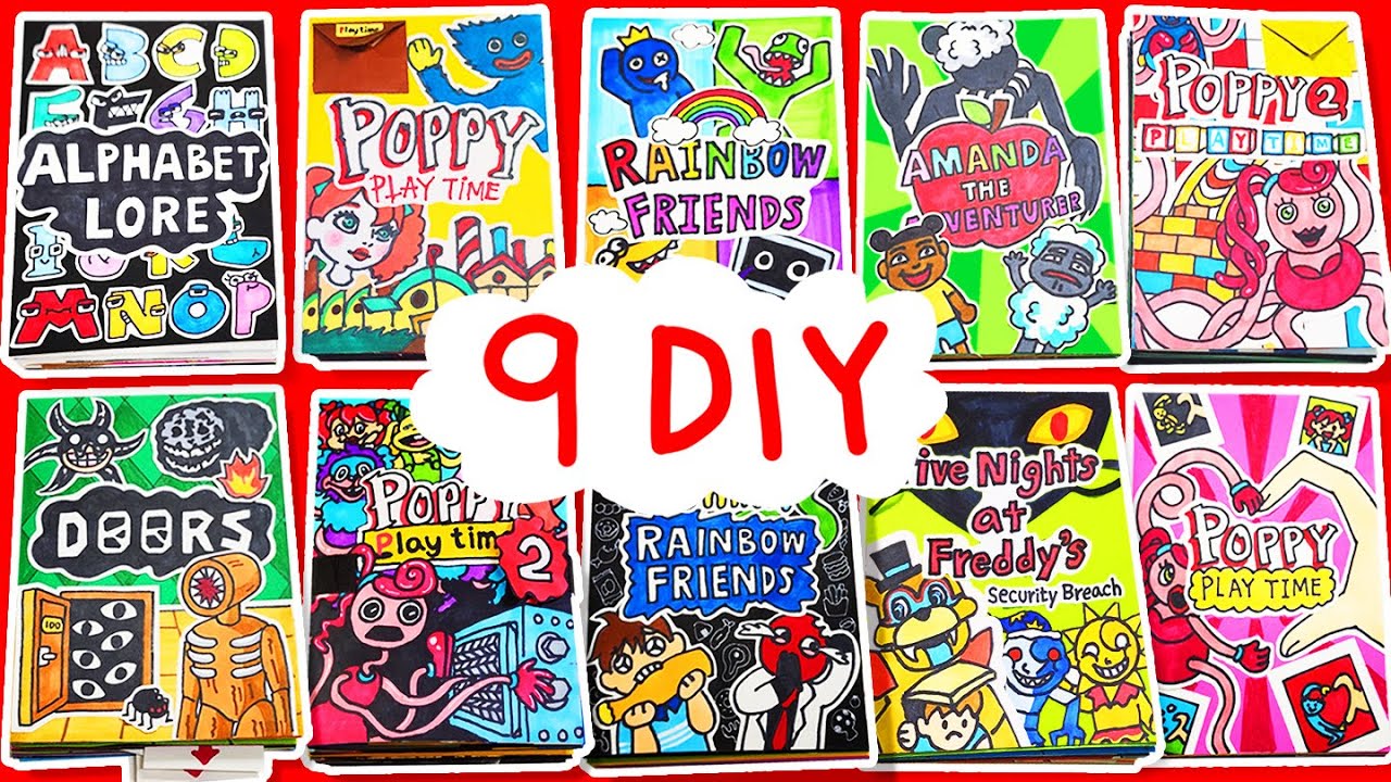 9종류 게임책 만들기 모음집🎨 파피 플레이타임 알파벳 로어 레인보우 프렌즈 아만다 프레디 피자가게 Youtube