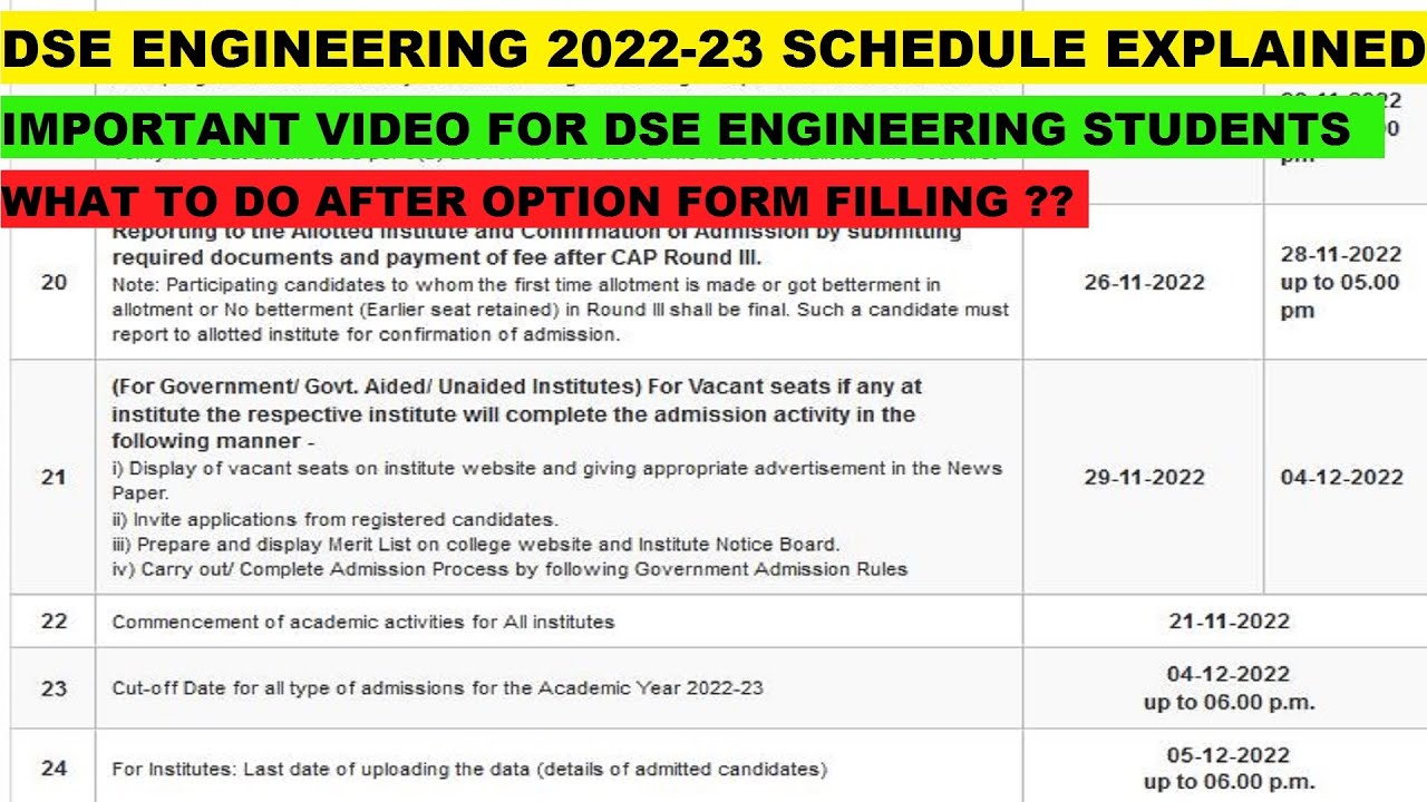 DSE ENGINEERING 2022-23 WHAT TO DO AFTER OPTION FORM FILLING ? - YouTube