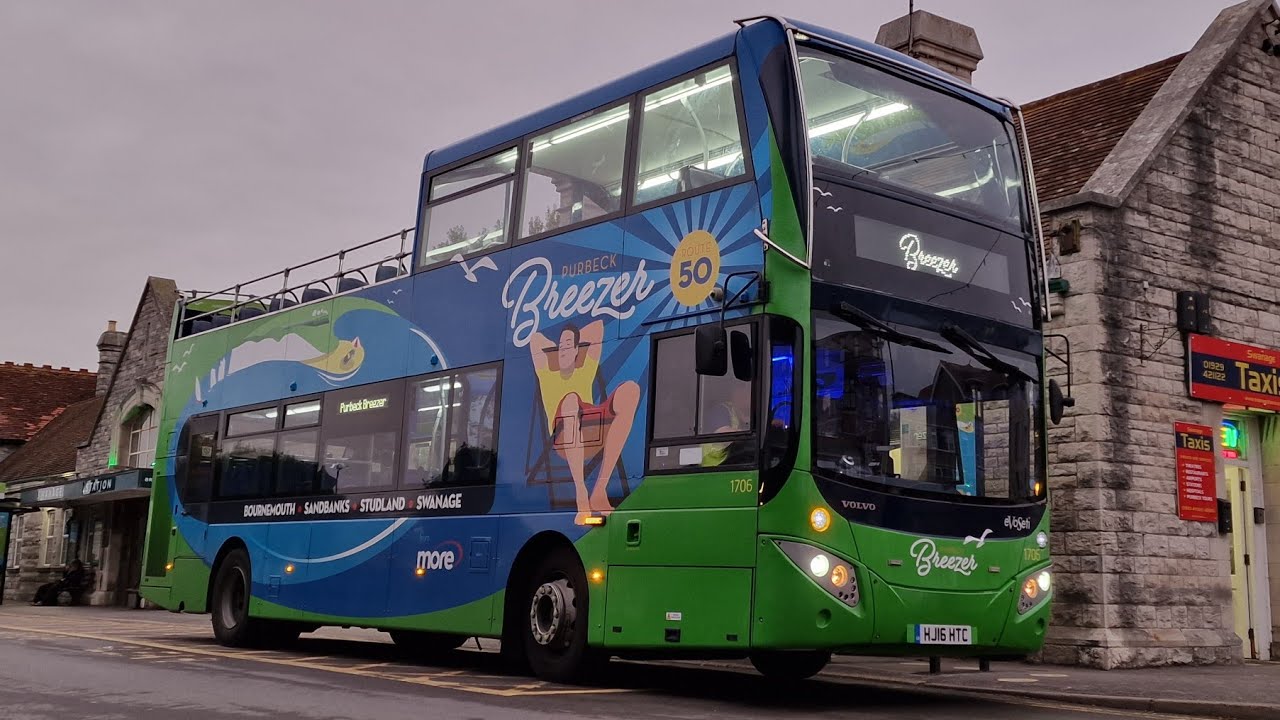 🚍*Open top Ride * Morebus Purbeck Breezer 1706 HJ16 HTC Volvo B5 ...