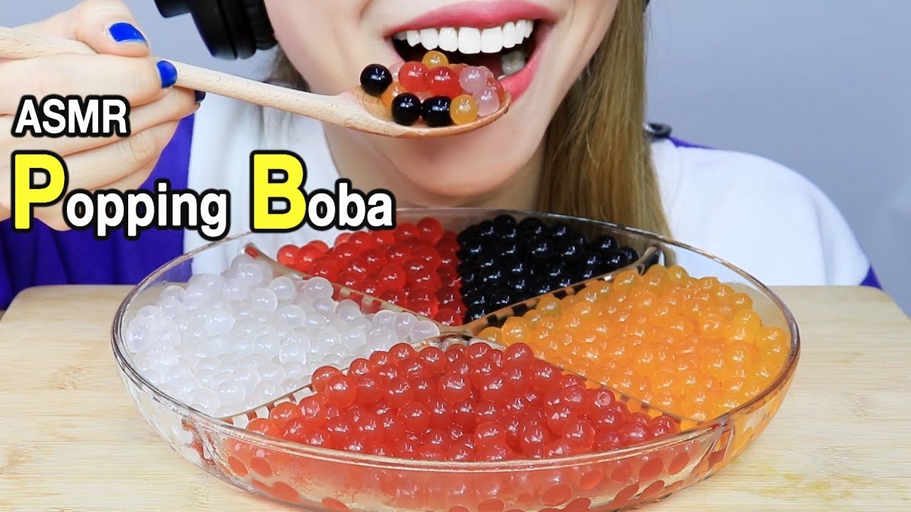ASMR POPPING BOBA 5 Color Combo!(EXTREMELY SOFT EATING SOUNDS) | EVLIN ...