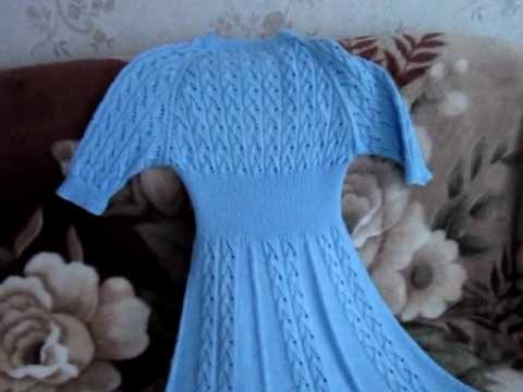платье вязаное спицами шестиклинка - YouTube