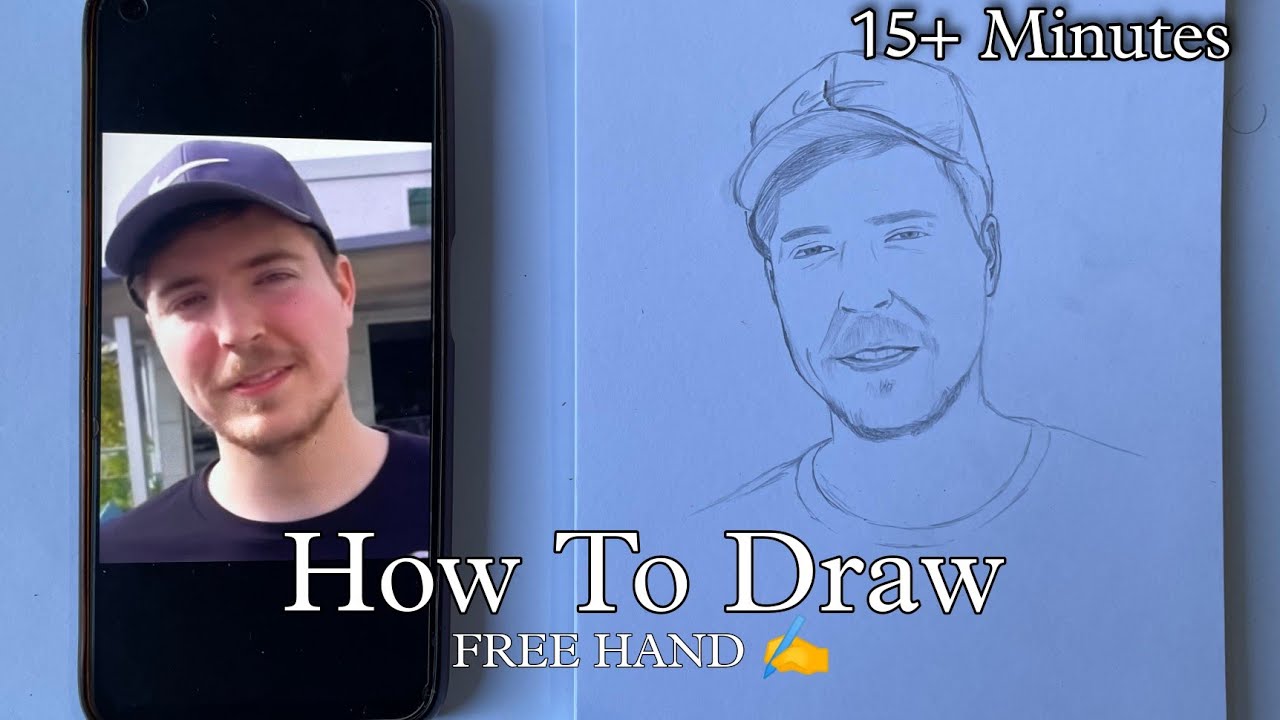 How to Draw Mr.Beast outline⚡ Step by step Tutorial @MrBeast ...