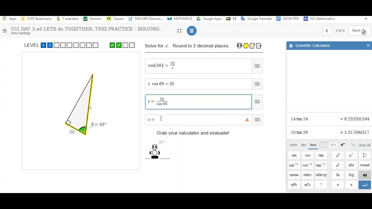 How to find missing side with TRIG using desmos - YouTube