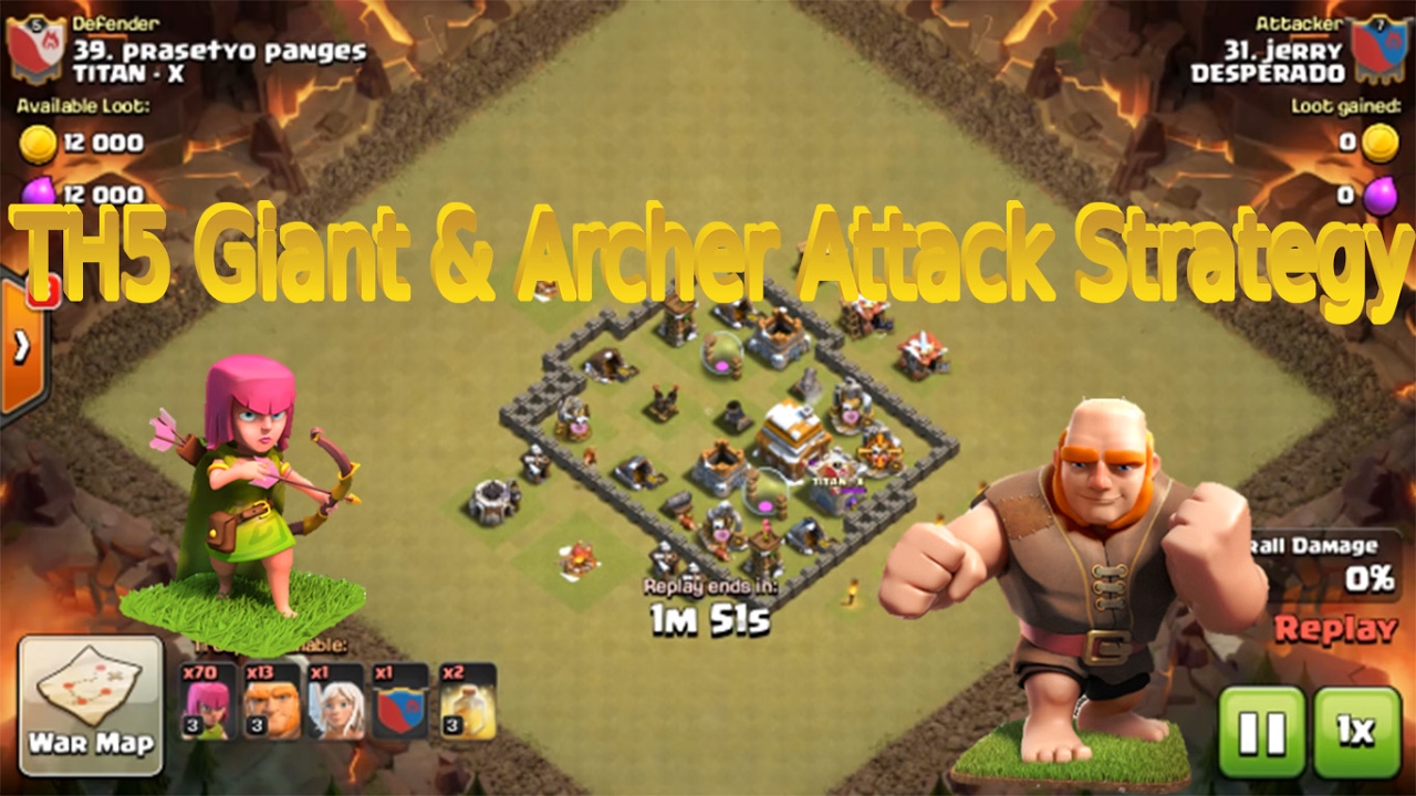 TH5 Ground Attack Strategy(Giant & Archer) - YouTube