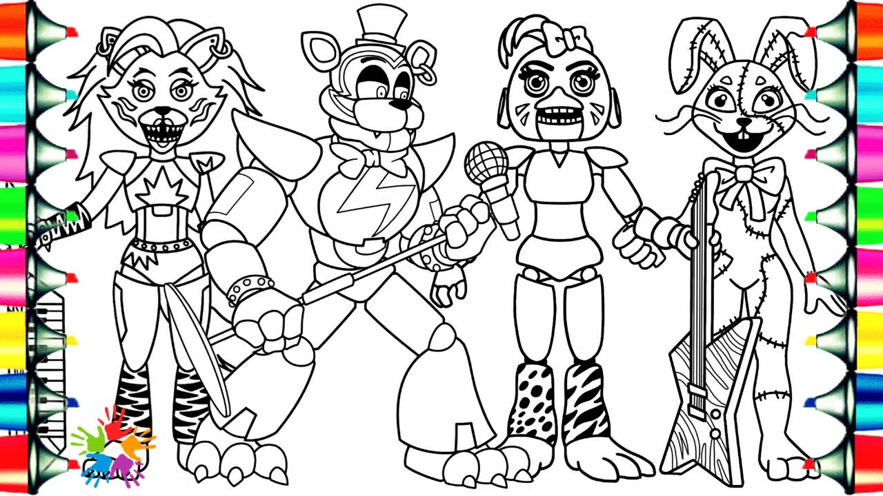 FNAF Security Breach NEW Coloring Pages / How To Color Five Nights at ...
