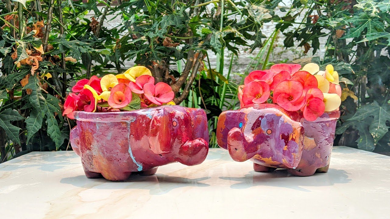 how to make a pot for small flowers - YouTube