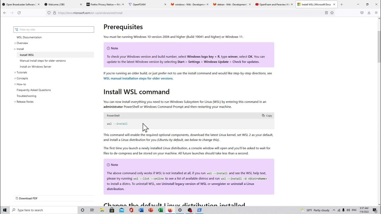 install openfoam 2022 windows 10 part(1/3) - WSL 2 ubuntu in powershell and beautifying the ...