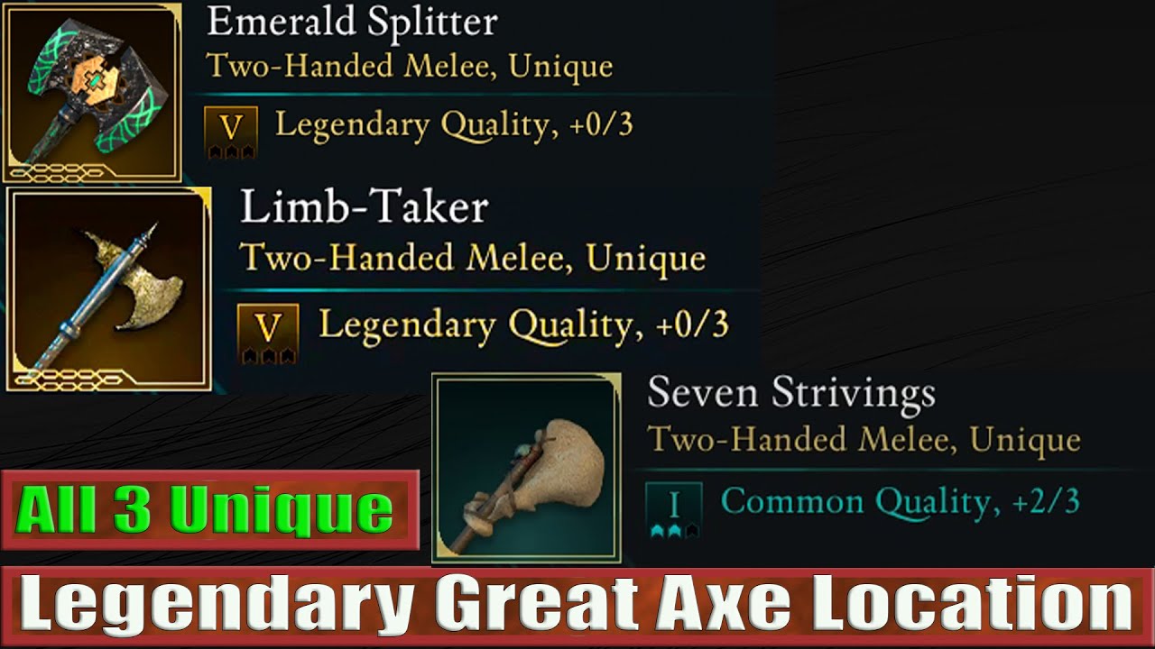 Avowed All 3 Unique Legendary Great Axe Location - YouTube