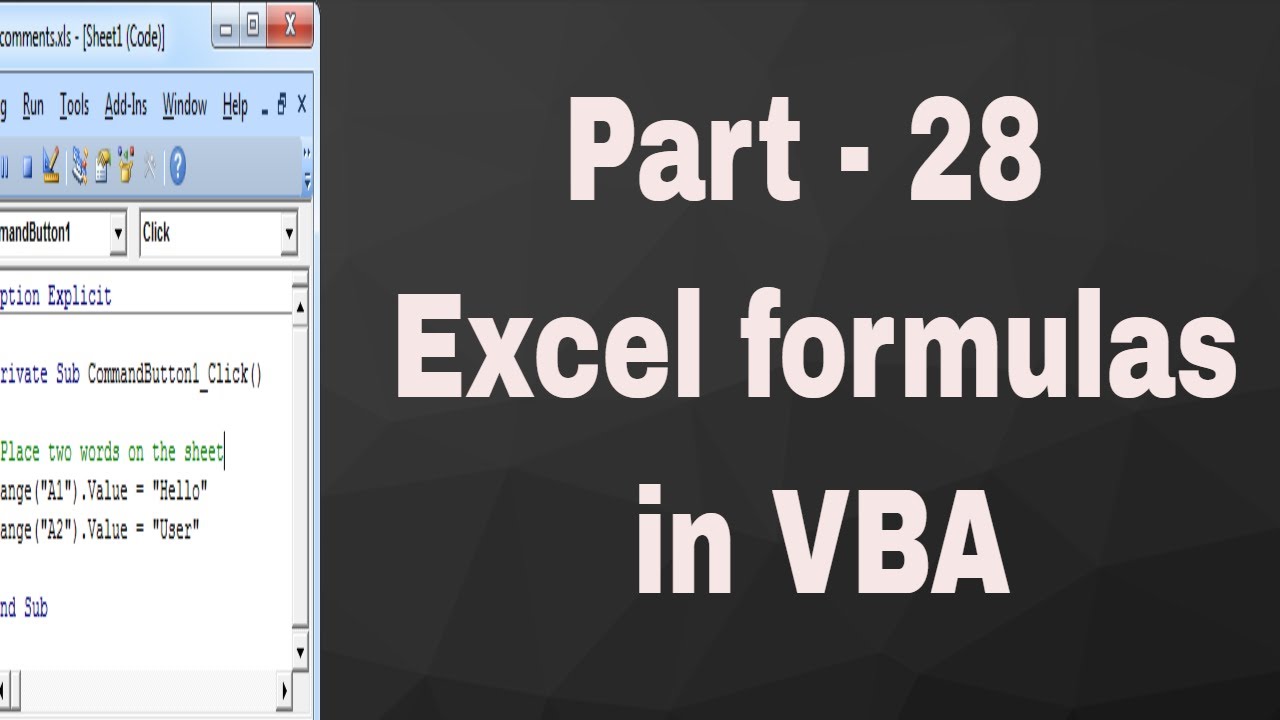 Part 28 Excel Formulas In Vba Vba Macro In Tamil Youtube 6954