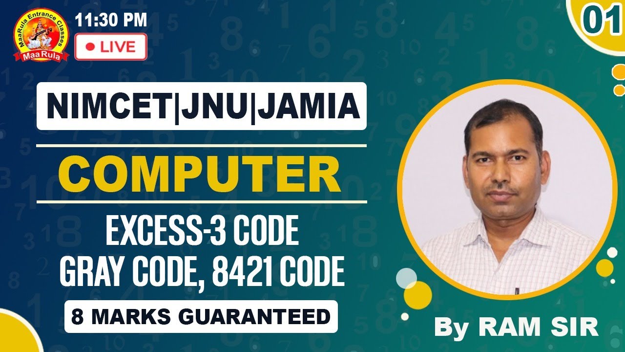 Excess-3 code|Grey Code|8421 code|Computer Class for NIMCET|JNU|JAMIA ...