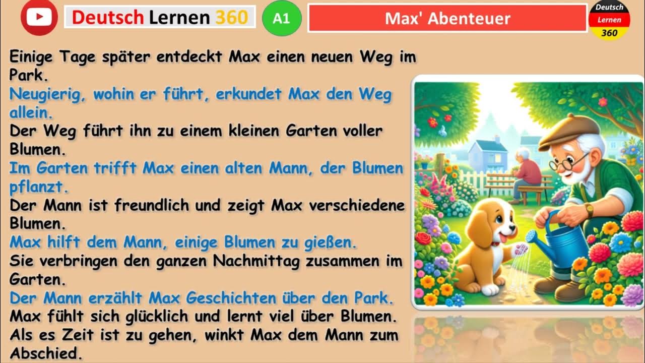 deutsch lernen mit dialogen A1 Max' Abenteuer - German Story for ...