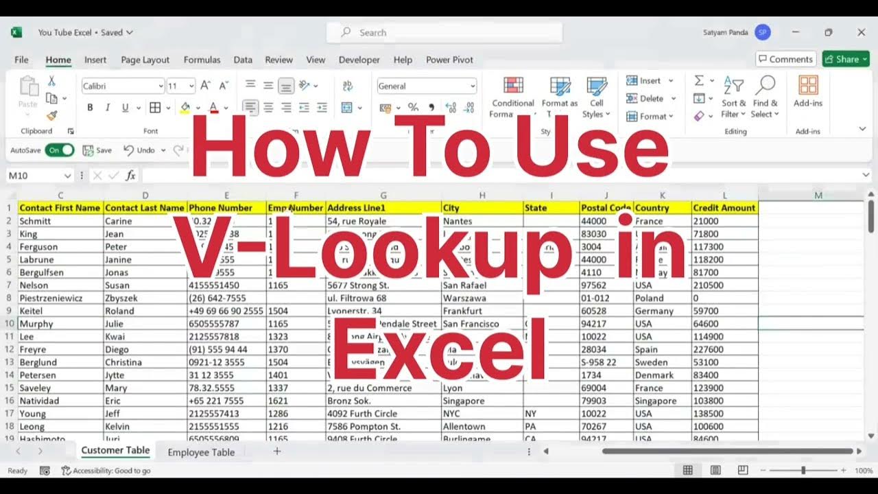 MS Excel - Excel VLook Up Formula. How to use Vlookup formula ? - YouTube