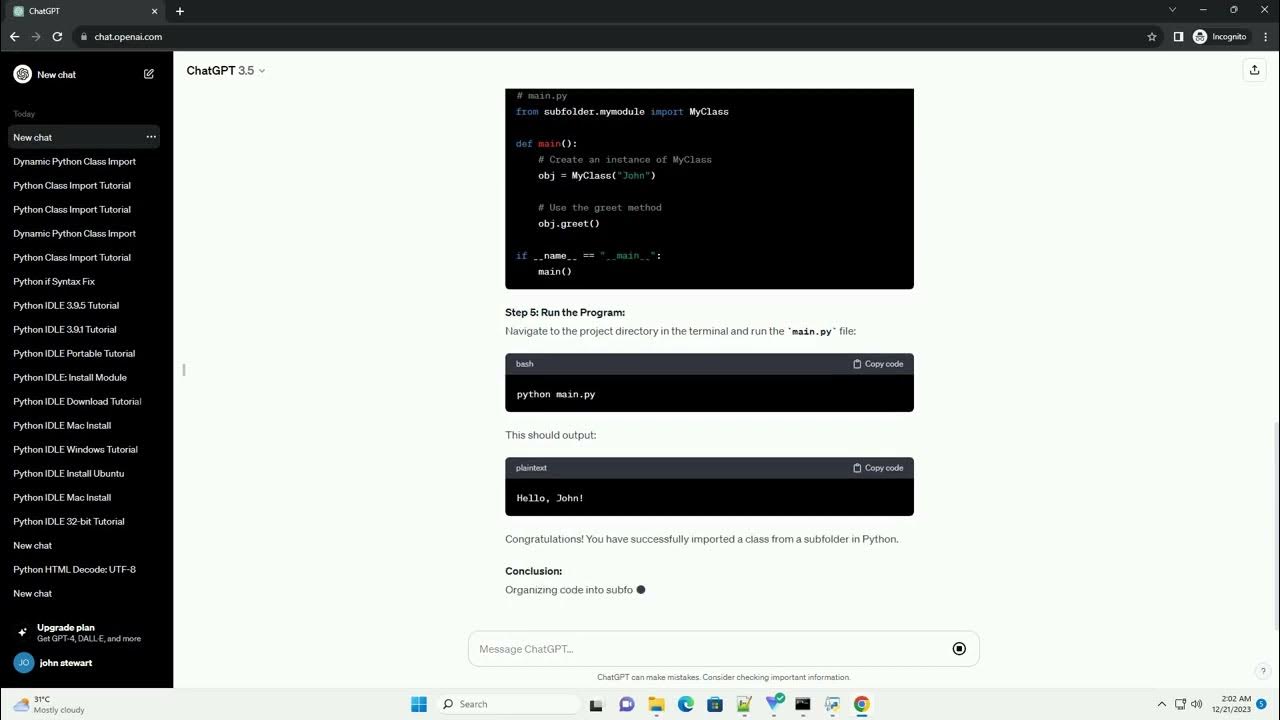 python import class from subfolder - YouTube