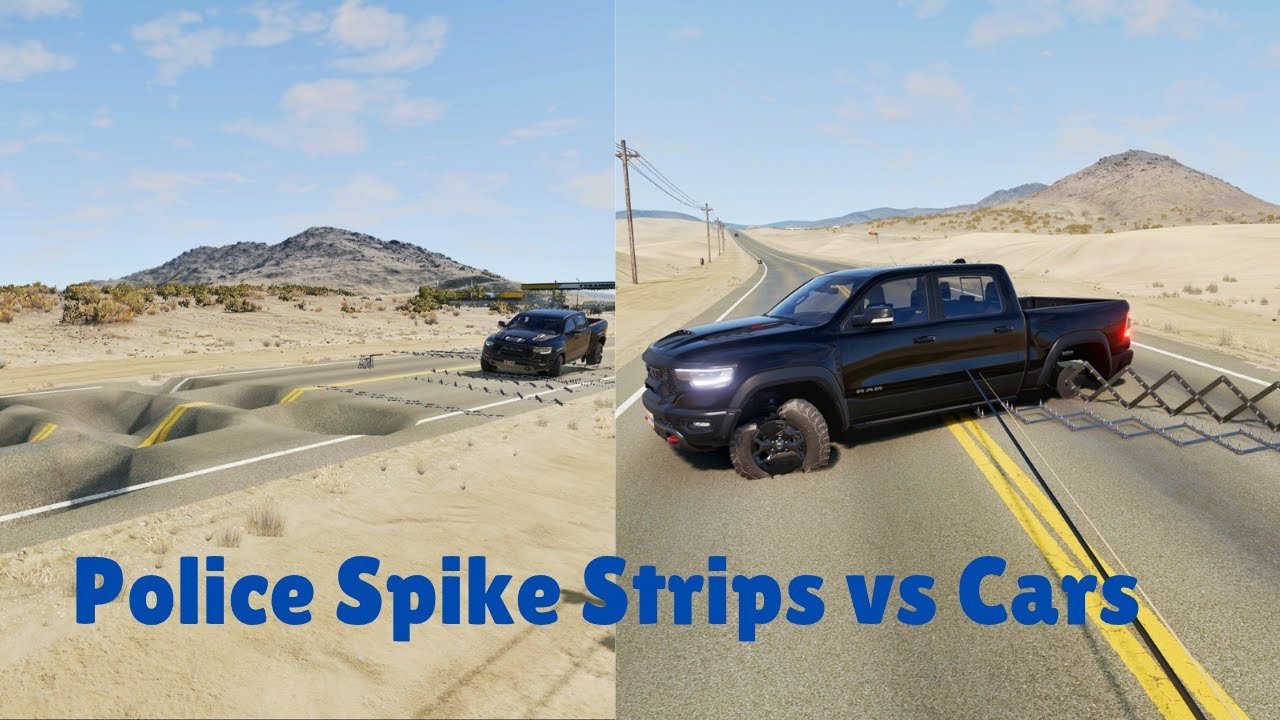 Police Spike Strips vs Cars | Beamng.Drive - YouTube