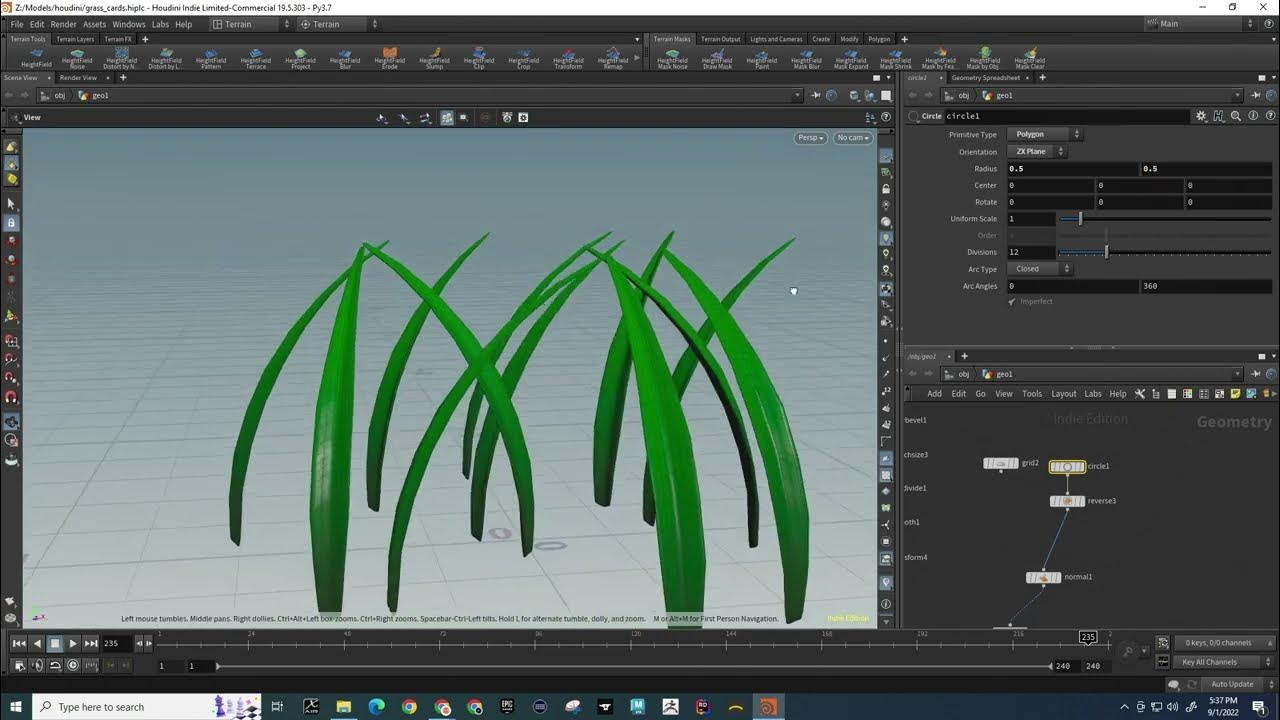 Learning 3D modeling day 143 - Grass in Houdini - YouTube