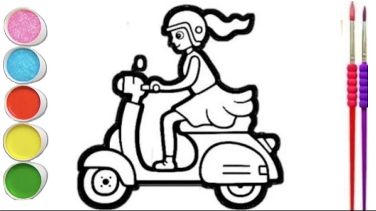 Electric Motorbike Drawing, Painting and Coloring for Kids & Toddlers ...