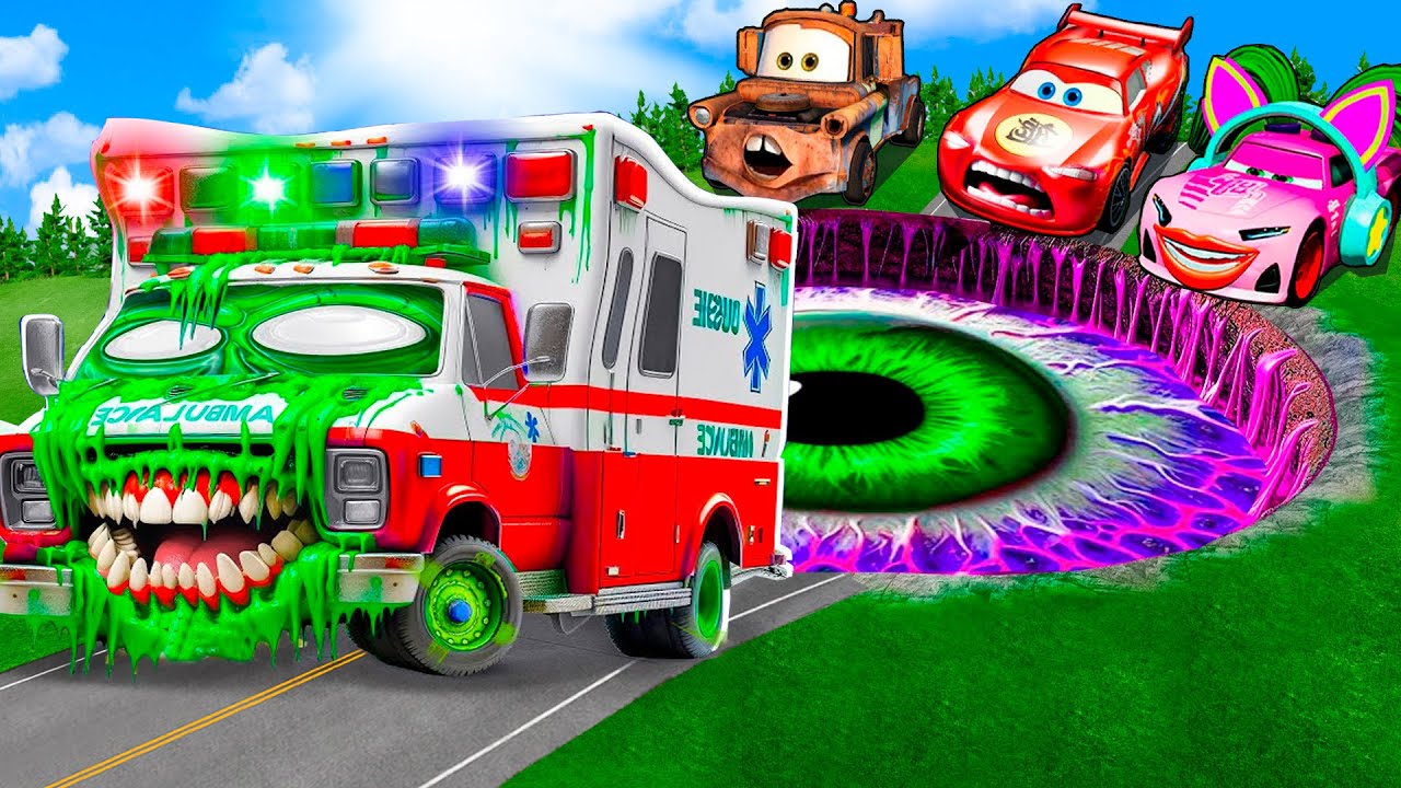 ZOMBIE Pit Transform In Beast Lightning McQueen & Big & Small Pixar ...