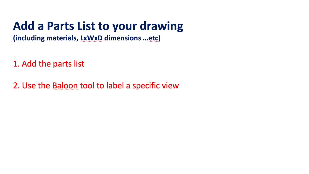 4. Inventor Tutorial - Parts List and Baloon tool - YouTube