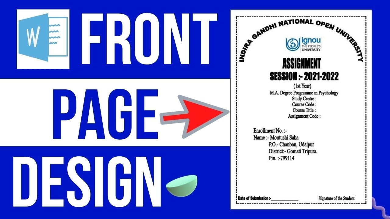 How To Create Front Page For Assignment With MS Word | Tech IT Learning ...