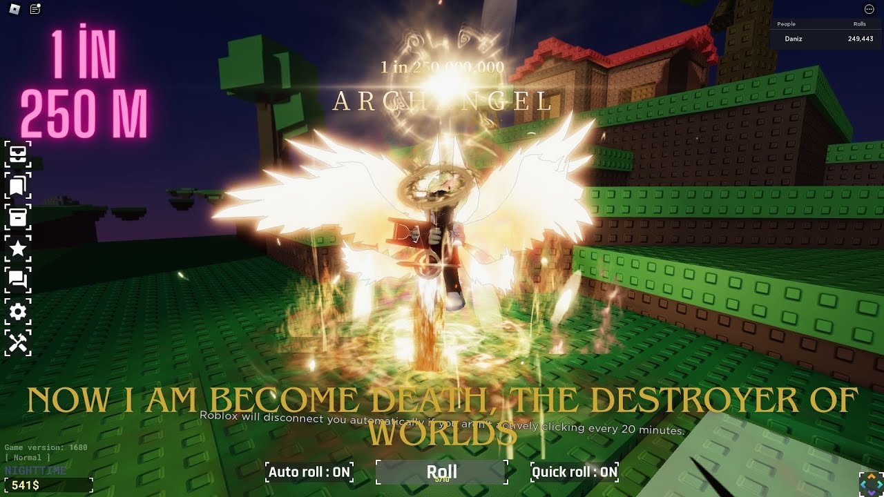 Roblox - Sol's RNG - I GOT THE RAREST AURA ARCHANGEL 1 in 250M (The ...