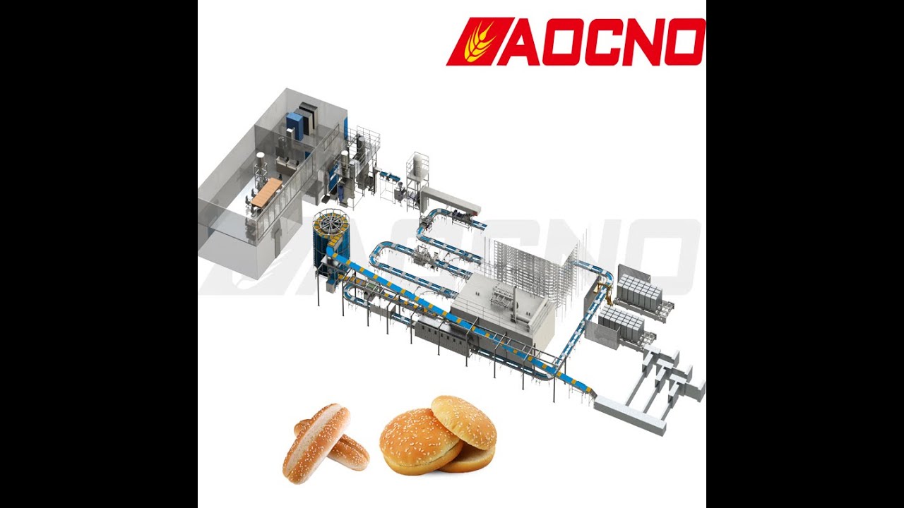 hamburger&hot dog buns automatic production line - YouTube