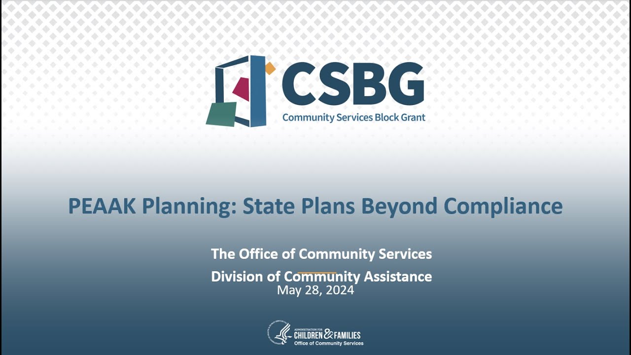 FY24 CSBG State Plan Webinar Series - PEAAK Planning: State Plans ...