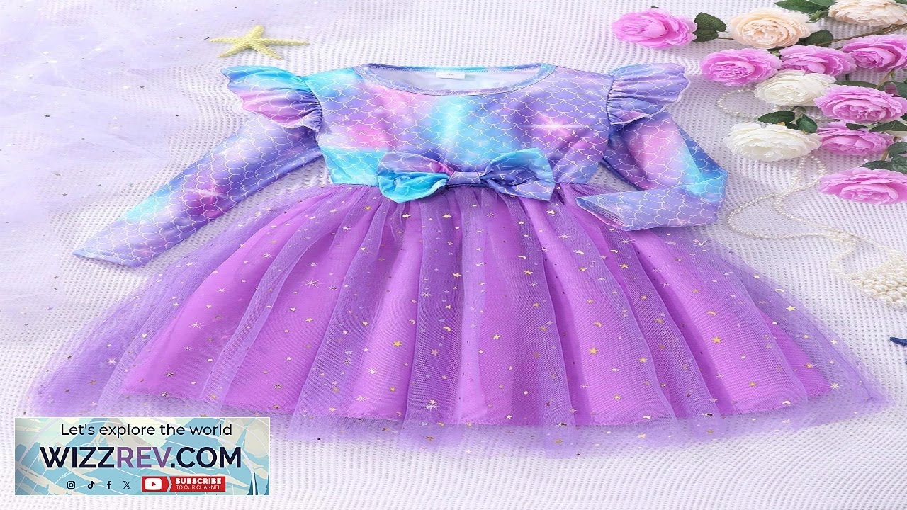 Girls Long Sleeve Fish Scale Bow & Mesh Cute Dress SHEIN Review - YouTube