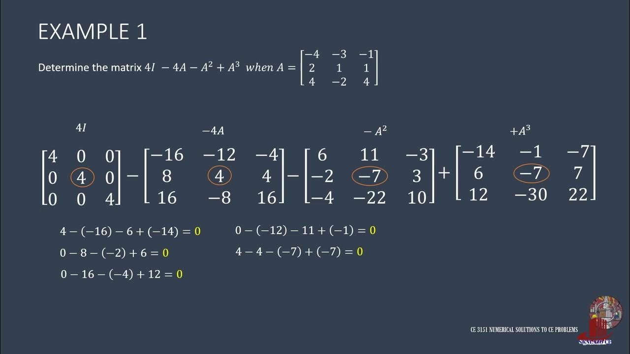 MATRIX ALGEBRA: MORE EXAMPLES ON MATRIX OPERATIONS - YouTube
