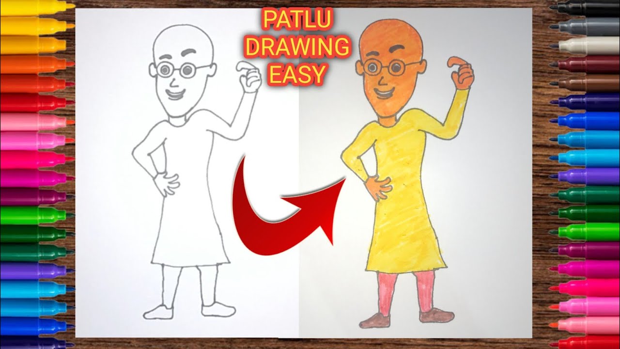 How to Draw Patlu from Motu Patlu Cartoon | Patlu Drawing Easy | Motu ...